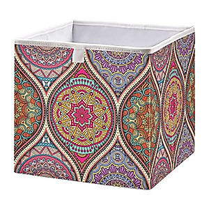 Kigai Bohemian Mandala Cube Storage Bins - 11x11x11 In Large Foldable Storage Basket Fabric Storage Baskes Organizer for Toys, Books, Shelves, Closet, Home Decor
