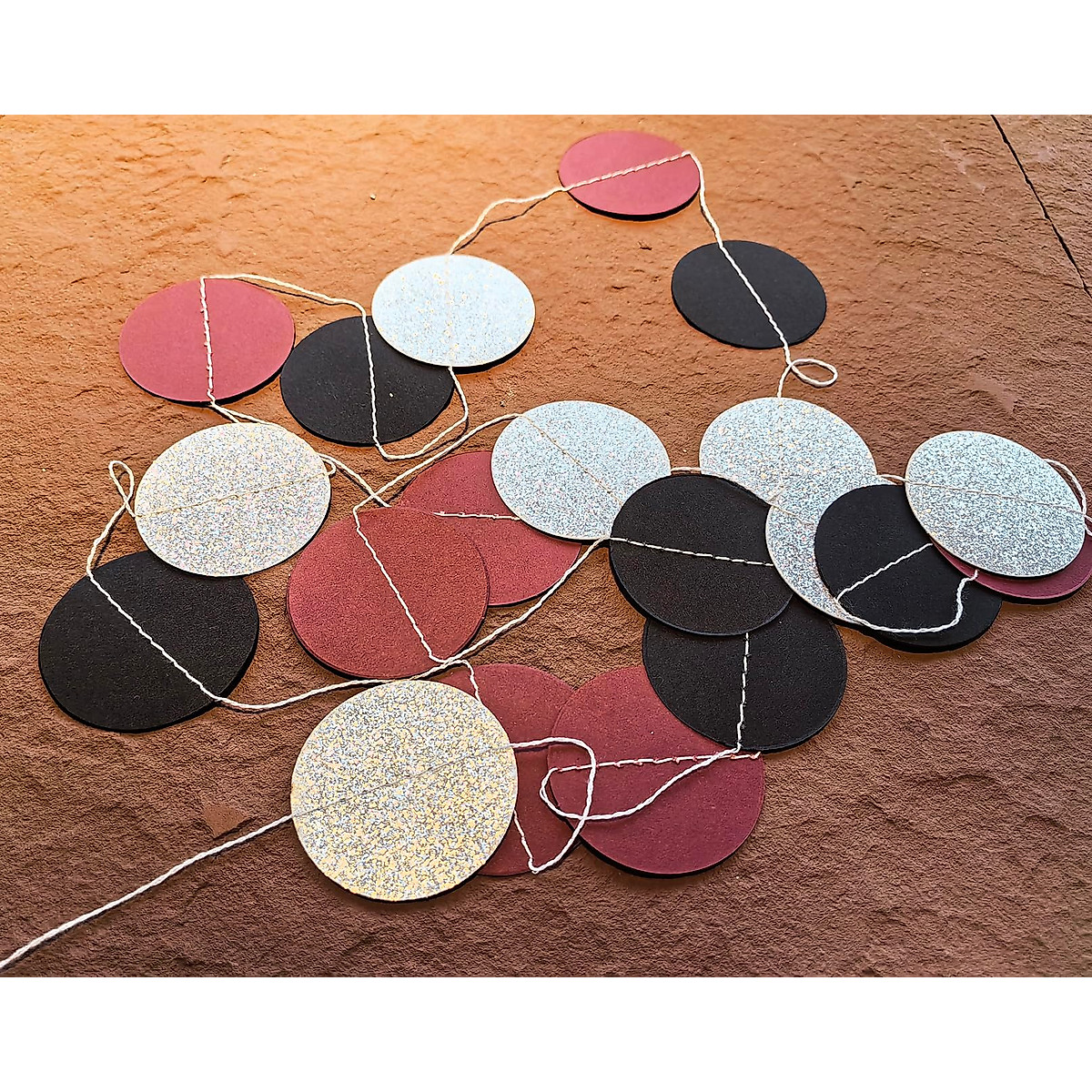 Graduation Decorations Maroon Black 2024/Maroon Black Birthday Party Decorations Bridal Shower Wedding/Burgundy Black Graduation Party Decorations/Burgundy Black Circle Paper Garlands 2pcs