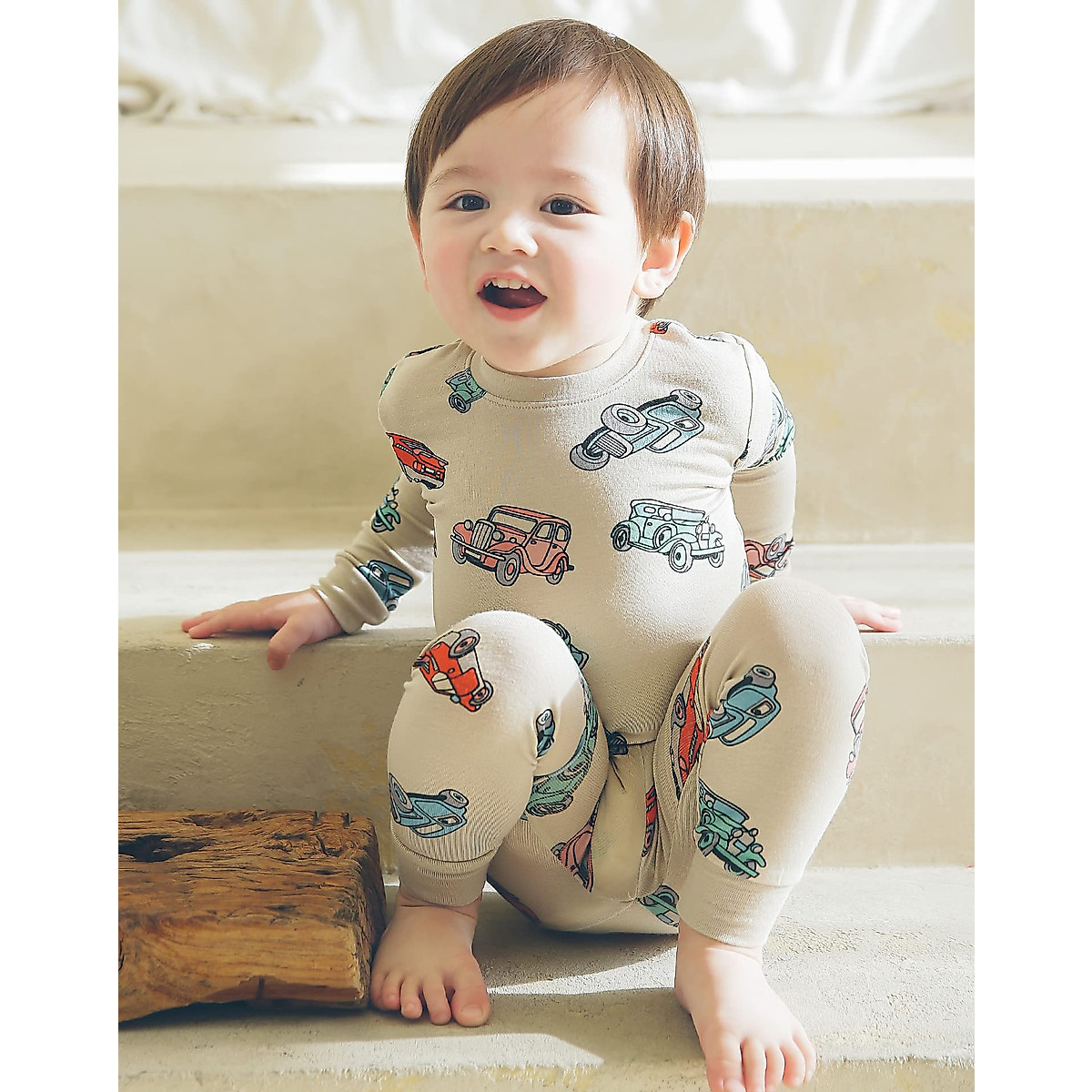 VAENAIT BABY Infant Toddler Girls Boys Pajamas Pjs 2pcs Set Modal Retro Car M