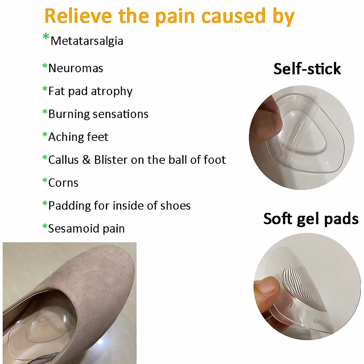 Metatarsal Pads Ball of Foot Cushions 8 Pack Gel Ball Feet Pads Mortons Neuroma Callus Foot Pain Relief Bunion Forefoot Support for Women Men