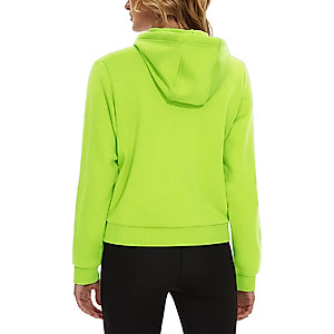 TACVASEN Women's Cropped Sweatshirts Lightweight Zipper Jackets Long Sleeve Tops, Yellow Green, M