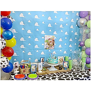 Art Studio It's a Boy Story Themed Birthday Party Photography Backdrops 5x3ft Blue Sky White Clouds Baby Shower Photo Background Kids Hero Photo Booth Studio Props Vinyl