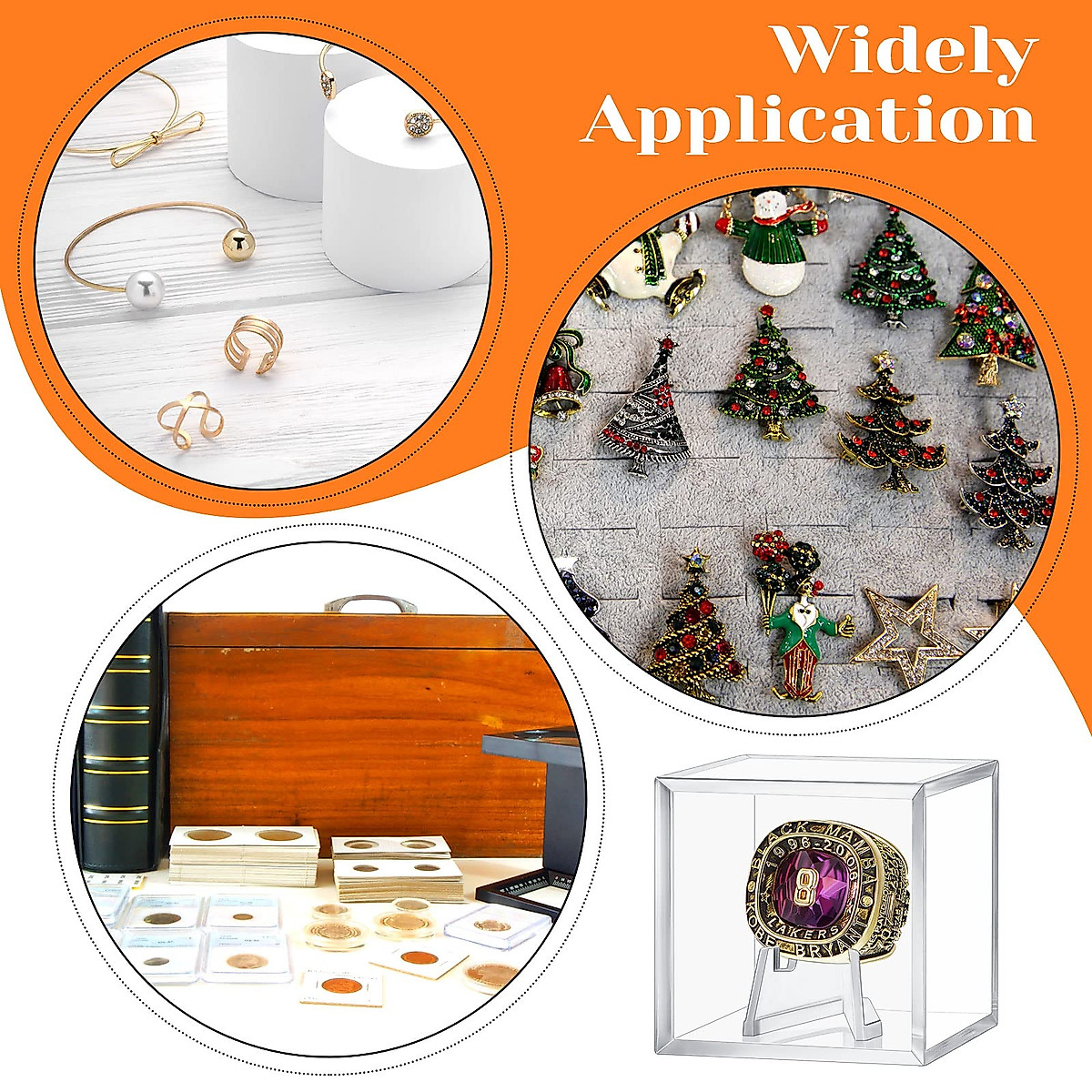 2 Sets Championship Ring Display Case Clear Acrylic Display Case Mini Acrylic Easel Stands Challenge Coin Holder Acrylic Stands for Display Box and Stand Holder UV Ring Holder (1.77x1.77x1.77 Inch)