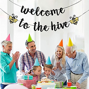 JENSENLIN Welcome to The Hive Banner,Bumble bee Baby Shower or Gender Reveal Party Décor,Bumble Bee Themed Birthday Bride Shower Engagement Party Photo Props.