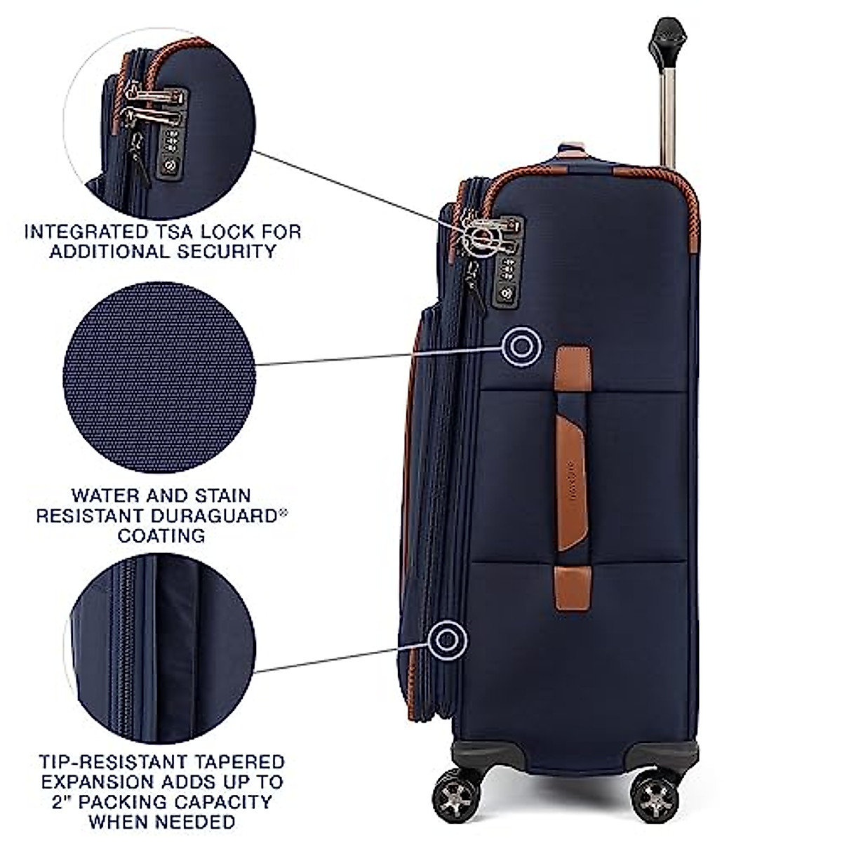 Travelpro Crew Versapack Softside Expandable 8 Spinner Wheel Luggage, USB Port, Men and Women, Patriot Blue, Checked Medium 25-Inch