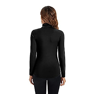 Black Turtleneck for Women Long Sleeve Tops for Women Fitted Turtleneck Sweater Scrub Undershirts for Women Medium