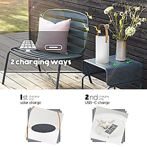 NiceBuy Solar Table Lamp Outdoor Waterproof Portable LED Table Lamp Warm RGB Rechargeable Cordless Lamp for Patio Deck Camping Indoor/Outside