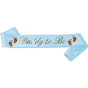 Daddy To Be & Mommy To Be Sash For Baby Shower- Blue w/Gold Lettering Baby Gender Reveal Ideas Boy Ideas Dad Diaper Party Favor New Father Gift Prince Decorations Dadchelor Baby Gifts Little Man