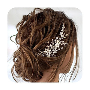 JAKAWIN Bride Wedding Hair Comb Pearl Flower Hair Piece Rhinestone Bridal Hair Accessories for Women HC034 (Silver)