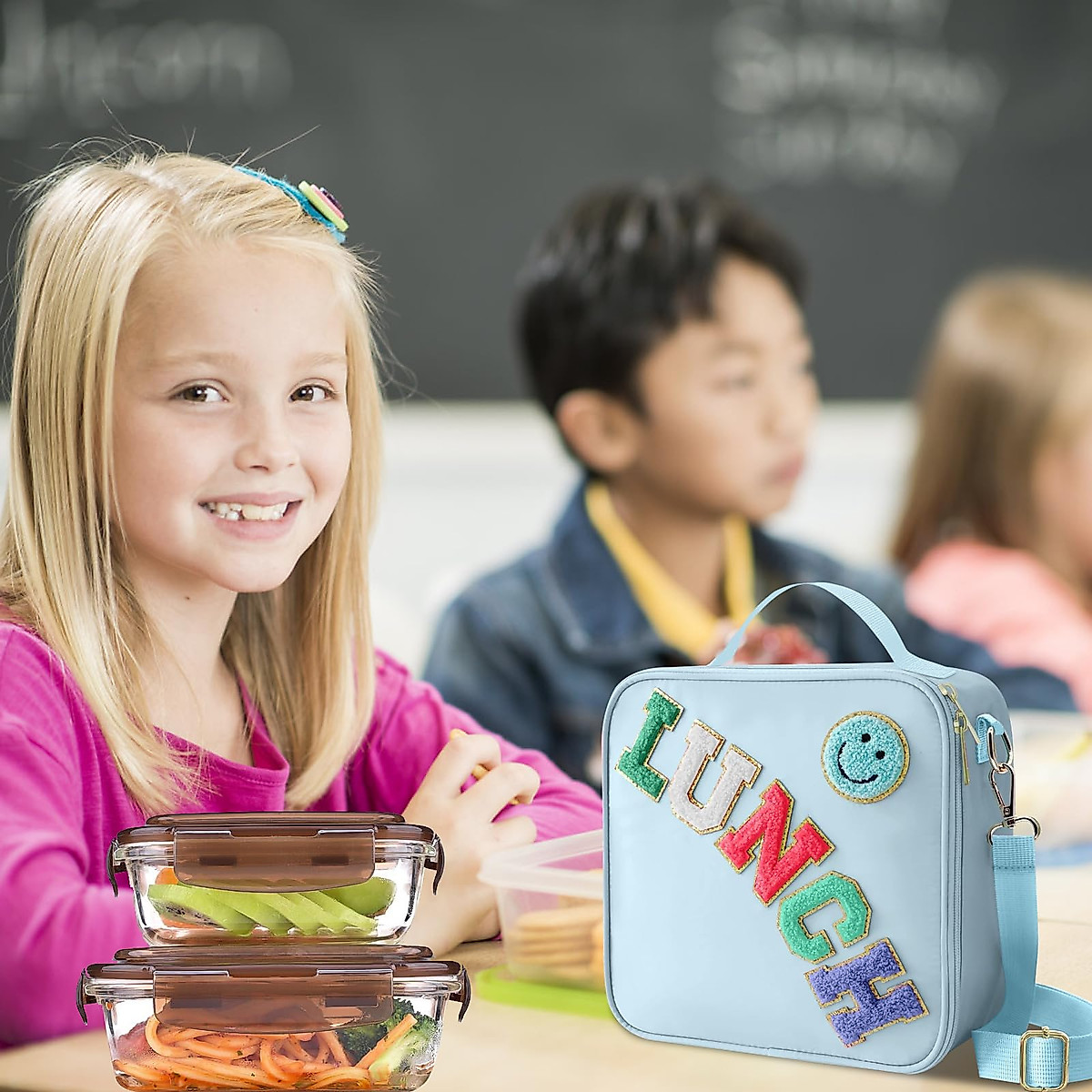 CCidea Lunch Box for Men Women Adults, Portable Insulated Lunch Bag for Office Work School, Reusable Zippered Bento Lunch Box for Kids (Tiffany Blue)