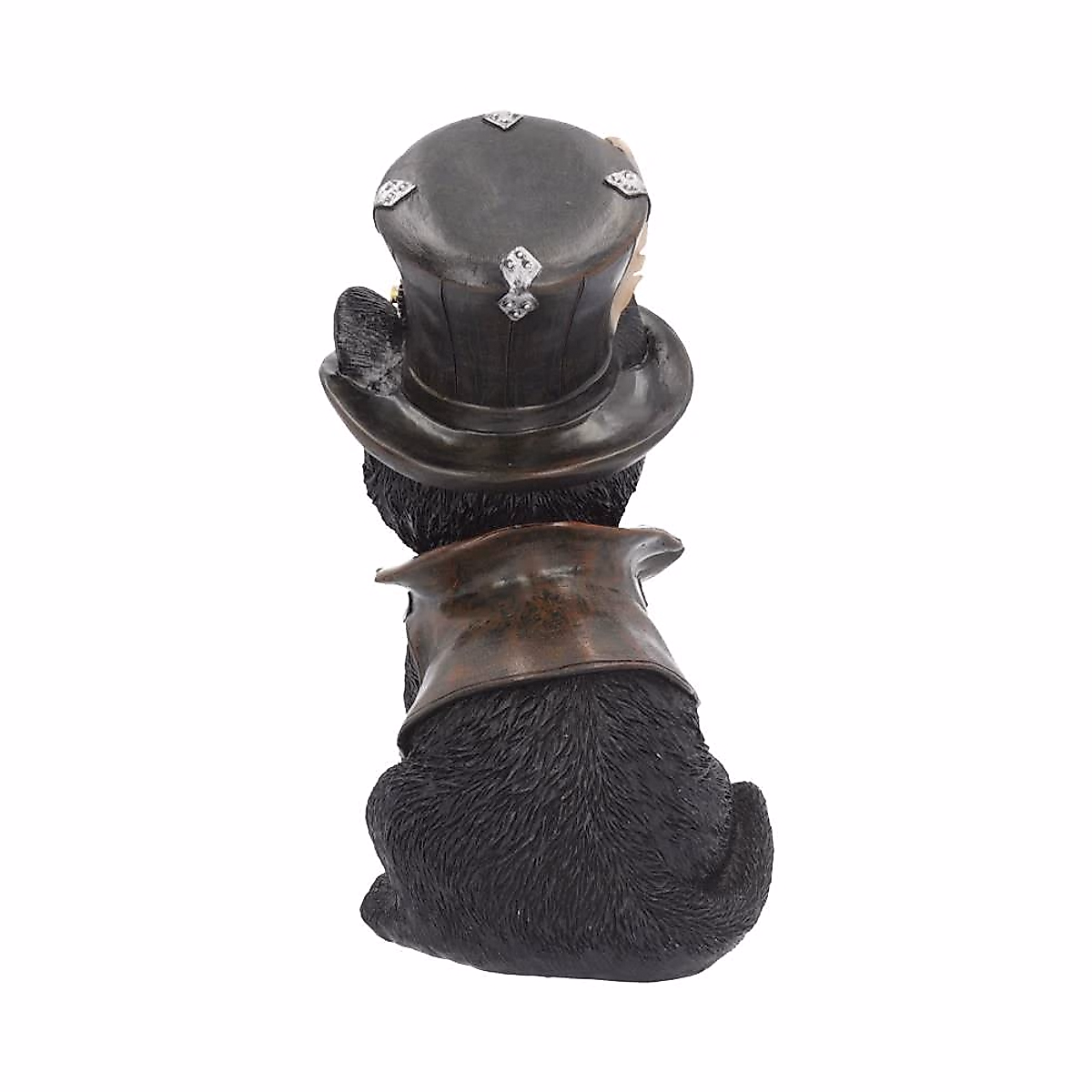 Nemesis Now Cogsmith's Steampunk Cat Adorable Black Cat with Leather Top Hat and Waistcoat, Hand-Painted Resin Figurine, Perfect for Steampunk Collectors, 18.5cm