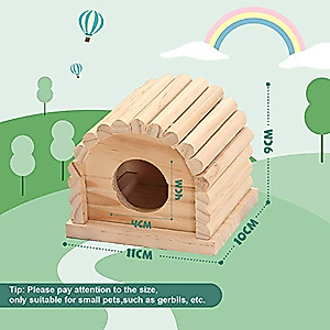 DUANY STORE Mini Wooden Hamster House, 11x10x9cm Small Animal Nesting Habitat，Hamster House Wooden Hut Play Toys Chews