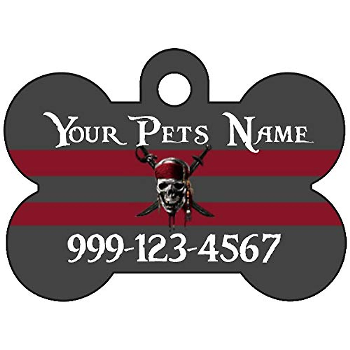Pirates of The Caribbean Skull Pet Id Dog Tag Personalized w/ Name & Number