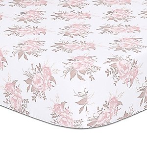 The Peanutshell Grace Fitted Crib Sheet for Baby Girls
