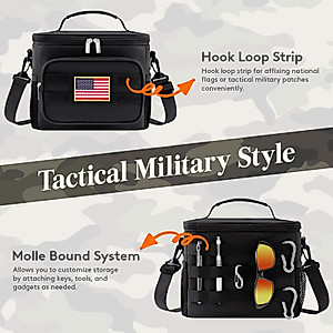 Lifewit Tactical Lunch Box for Men, Insulated Lunch Bag, 9L 12Can, Black