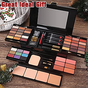 Professional Makeup Kit for Women Full Kit with Mirror 58 Colors All in One Make up Gift Set Combination with Eyeshadow, Compact Powder, Blusher, Lipstick, Lip Liner, Eyebrow Pencil, Glitter Powder, Eyeliner, Mascara, Cosmetic Case for Girls (100-N)
