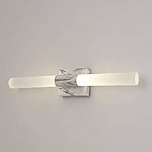 Globe Electric 51847 Edinburgh 2-Light LED Integrated Dimmable Wall Sconce Vanity Light, White Faux Marble, Frosted Acrylic Shades, 19W, 1200 Lumens