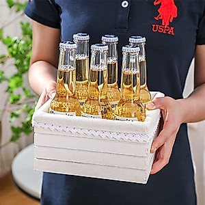 Quan Shuo Antique Square Nesting Box, Decorative Farmhouse Wooden Storage Box 3-Piece Set, White