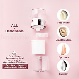 Medsuo Portable 50ml Vacuum Press Pump Bottle Airless Travel Pump Dispenser Leak Proof Refillable Empty Squeeze Cosmetic Jars Acrylic Cream Container (White)