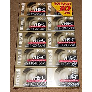 Maxell VHS-C Camcorder Videotapes HGX-Gold TC-30 (10 Pack)