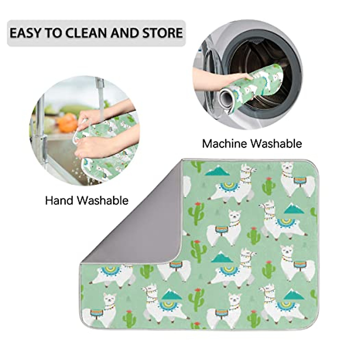 Classic Llama Dish Drying Mat for Kitchen Counter Absorbent Microfiber Dishes Drainer Mat Non-Slip Dish Draining Mat Fast Dry Kitchen Accessories Pad 16x18 inch