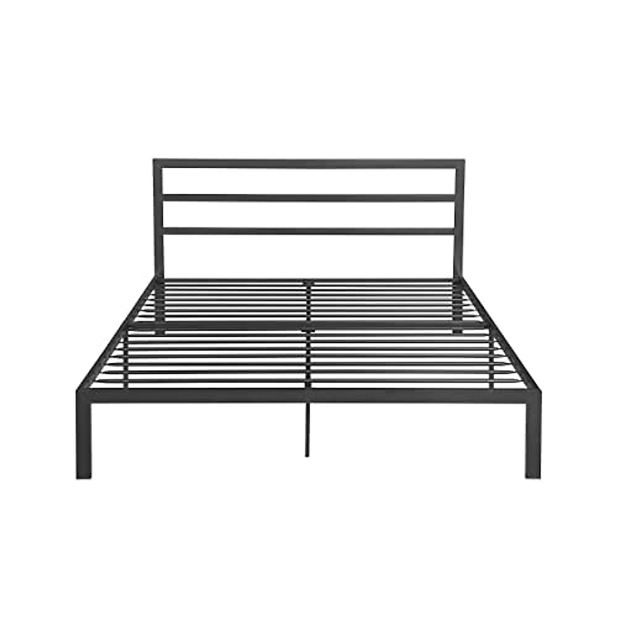 HAUSHECK Queen Size Metal Bed Frame with Headboard & 10.8" Height Under Storage Space, Noise Free Bed Frames for Kids, Teen, Adults with Strong Slat Support, Mattress Foundation, No Box Spring Needed