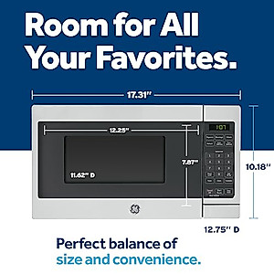 GE GCST07N1WWW Microwave Oven, 700-watt 6 Auto Cooking Settings, Kitchen Essentials for The Countertop, Dorm Room or Apartment, Child-Lock Technology 0.7 Cu. Ft, White