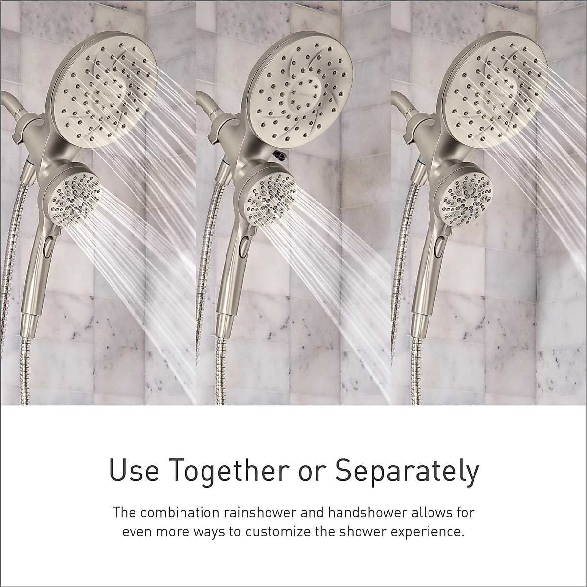 Moen Engage Magnetix Spot Resist Brushed Nickel Multi-Function Handshower and Rainshower Combo Featuring Magnetic Docking System, Shower Head with Handheld Spray, 26009SRN