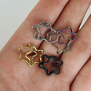 Pierced Owl Set of Eight (8) 16G Stainless Steel Assorted Colors Bendable Star Cartilage Helix Tragus Daith Rings