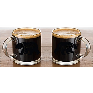 Grandma Bear, Grandpa Bear Mugs - Grandparents Gift Set - 13oz Glass Coffee Mug Couples Sets - Funny His and Her Gifts - Husband and Wife Or Nana and Papa Anniversary Presents - By CBT Mugs