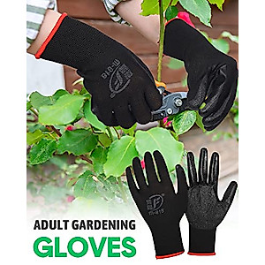 Honeydak 36 Pairs Gardening Gloves for Men Women Breathable Rubber Coated Garden Gloves Men Safety Work Gloves (Black, Green)