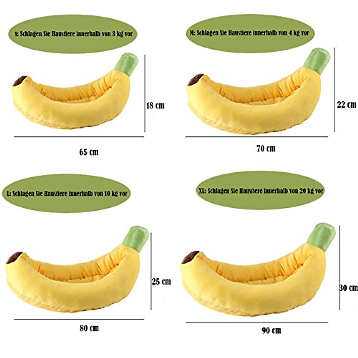 Dog Bed, Medium & Little Dogs Dog Cushion Dog Sofa Cat Cot Creative Banana Fluffy Dog Bed (Size : Large)