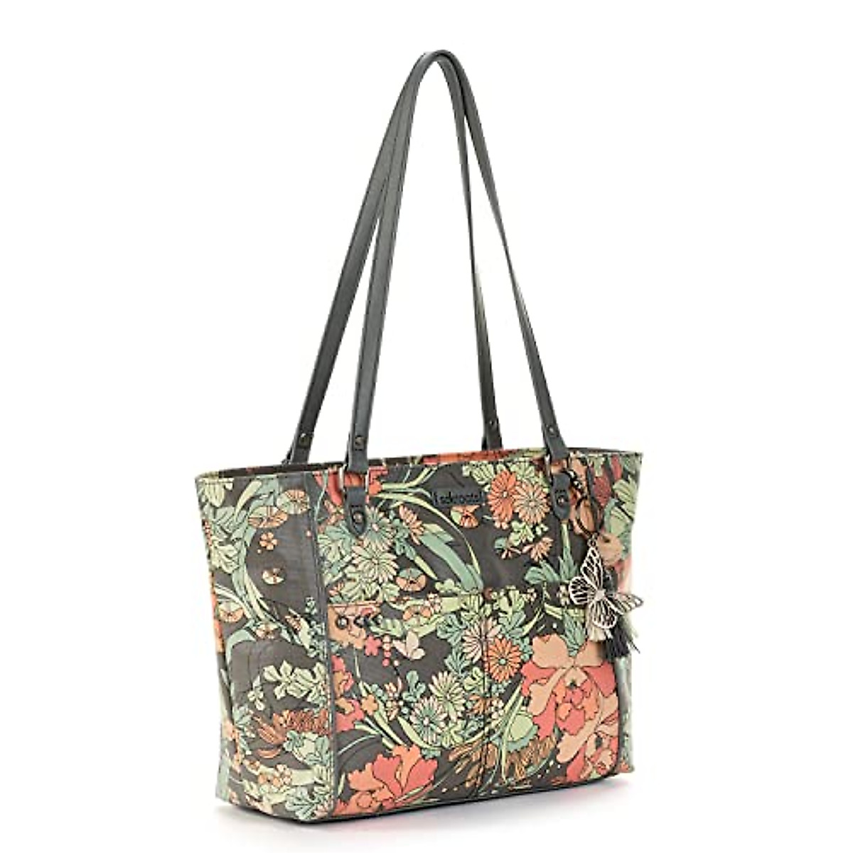 Sakroots Metro Tote Bag, Charcoal Flower Power
