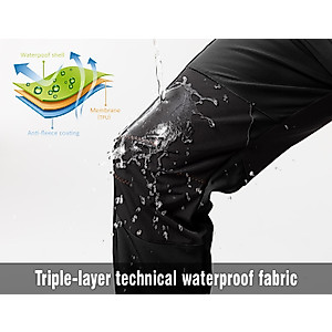 Rdruko Men's Snow Ski Pants Waterproof Insulated Winter Outdoor Hiking Fleece Pants with Belt(Black,US M)