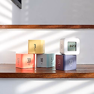 mooas Multi Cube Timer/Rotating Timer, Simple Operation, Clock & Timer (White)