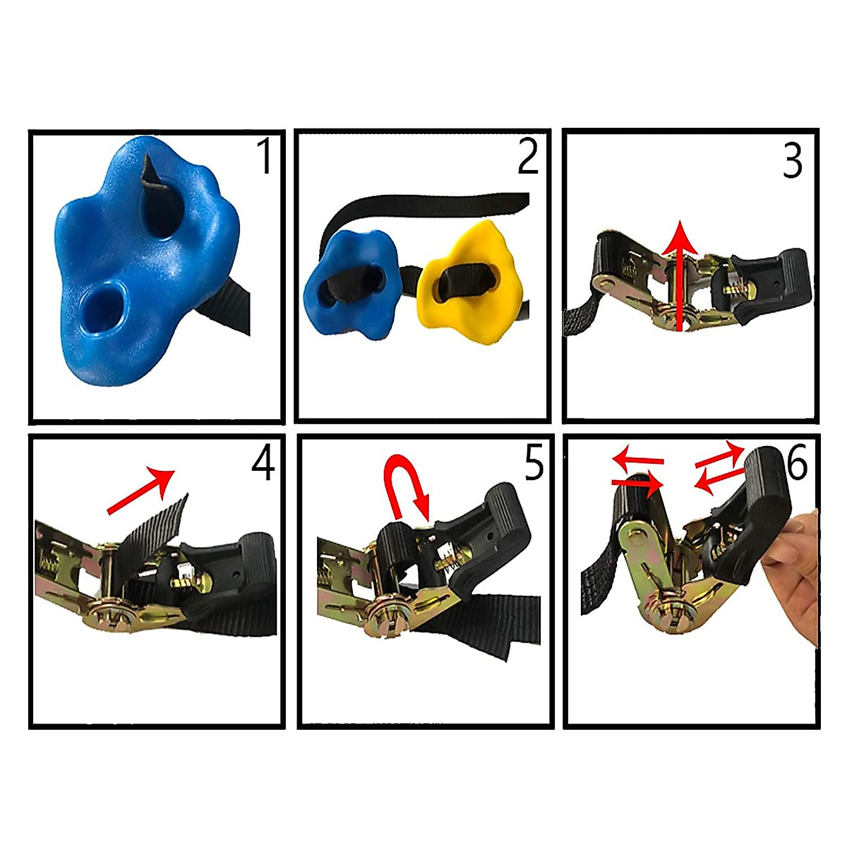 Altatac 18 Ninja Tree Climbing Holds, Rock Climbing Holds with 6 Black Ratchet Straps for Training for Kids