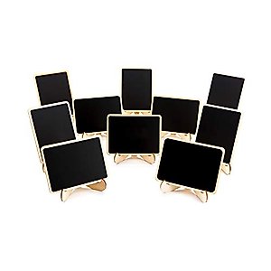 10 Pack Mini Chalkboards Signs with Easel Stand, Small Rectangle Chalkboards Blackboard, Wood Place Cards for Weddings, Birthday Parties, Message Board Signs and Event Decoration
