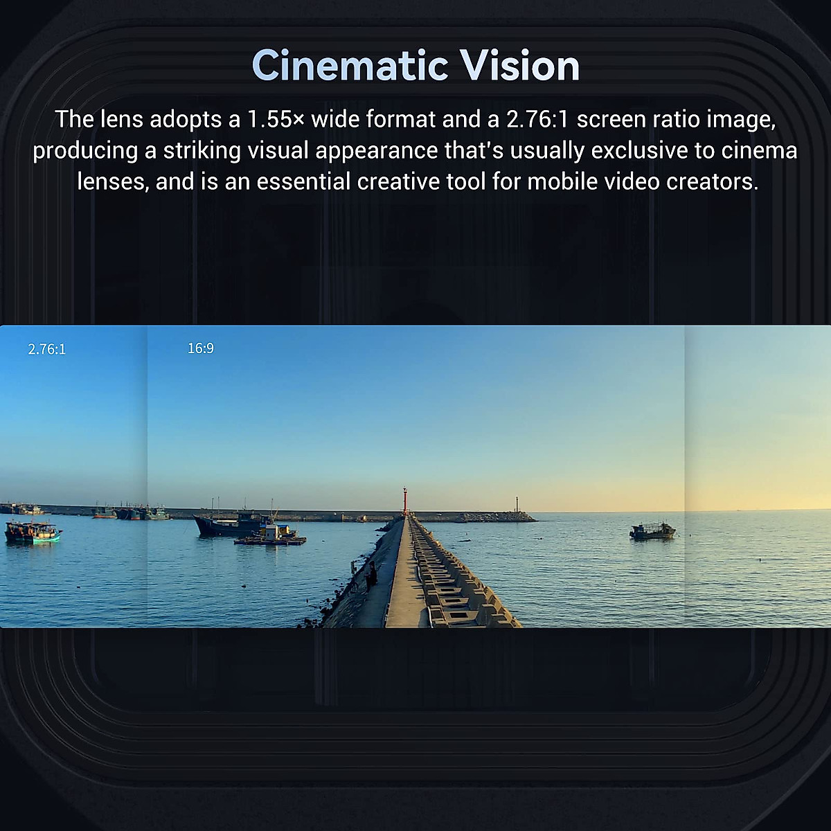 SmallRig 1.55XT Anamorphic Lens for iPhone and Android, Phone Cinematic Filmmaking Lens Phone Camera 2.76:1 Widescreen Ratio Imaging and Blue Flares Lens by Filmic Pro App-3578