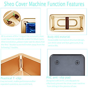 Automatic Shoe Covers Dispenser,200 Pcs Disposable Shoe Cover,Waterproof T Buckle Shoe Cover for Adult and Kids All Sizes,Portable Machine for Indoors/Home/Office/Hospital (Gold)