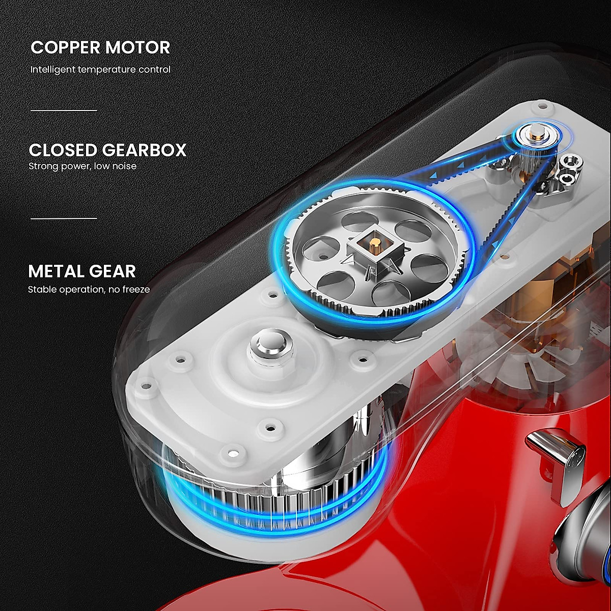 Stand Mixer, KICHOT 10+P Speed 4.8 Qt. Household Stand Mixers, Tilt-Head Cake Mixer Machine with Dough Hook, Beater, Wire Whisk & Splash Guard Attachments for Baking, Cake, Cookie, Kneading, RED