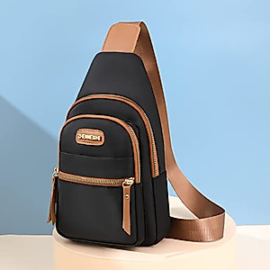 Small Sling Bag for Women, Crossbody Pack Sling Chest Bag for Women Men (Black)