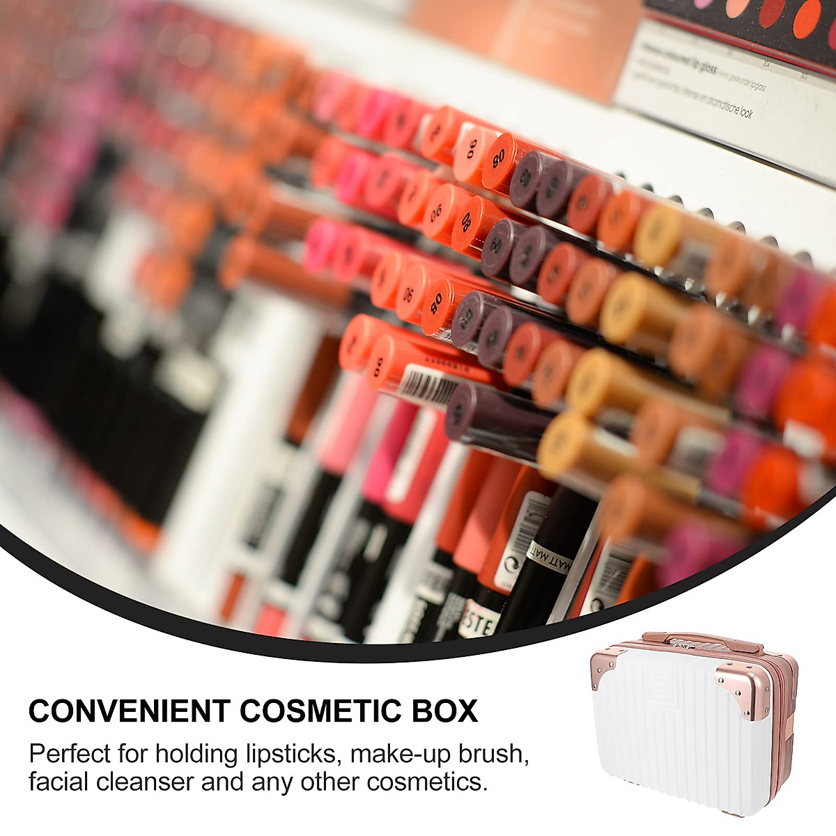 HEALLILY Hand Luggage Suitcase Makeup Suitcase 14 Inch Large Capacity Travel Makeup Train Case Portable Makeup Bag Cosmetic Brush Organizer Artist Storage Bag for Gold and white Makeup Box