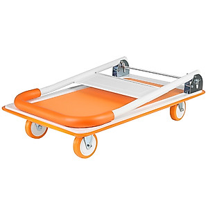 Foldable Push Cart Dolly, Moving Platform Hand Truck, Folding Moving Push Heavy Duty Rolling Cart with 330 lbs Weight Capacity (Orange)