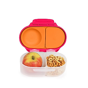 b.box Snackbox for Toddlers, Kids | Mini bento box, Lunch box | Leak Proof, 2 Compartments | BPA free, Dishwasher safe, Freezer safe (Strawberry Shake, 12 fl oz capacity)