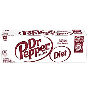 Diet Dr Pepper Soda, 12 fl oz cans, 12 pack