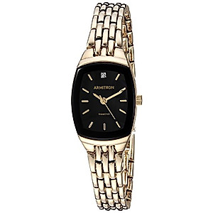 Armitron Women's 75/5195BKGP Diamond Accented Black Dial Gold-Tone Bracelet Watch