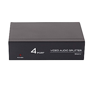DTECH Powered 4 Way 3 RCA Splitter Box 1 in 4 Out Composite Video Audio Distribution Duplicator with Power Adapter