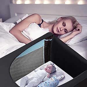 Kaitsece Crib Cover, Pack and Play Crib Canopy Cover, Stretchy Breathable Travel Crib Tent, Portable Blackout Tent for Indoor or Outdoor, Baby Netting Cover for Sleeping or Playing