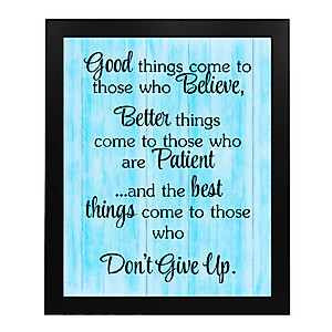 Believe, Don't Give Up - Inspirational Wall Art, Motivational Quotes Wall Print with Rustic Wood Design for Home Decor, Office Decor & Classroom Decor. Reminder to Persevere! Unframed - 8x10