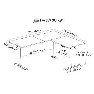 FEZIBO 63 Inch L Shaped Standing Desk & Anti Fatigue Mat